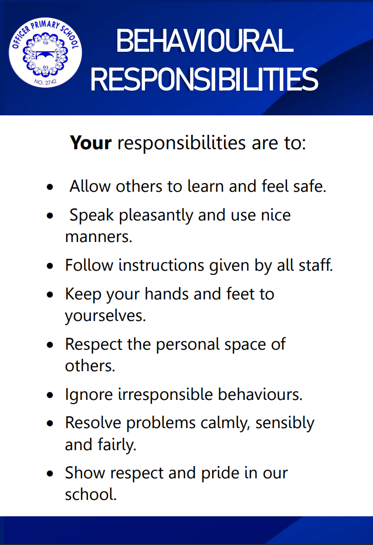 School Expectations - OFFICER PRIMARY SCHOOL