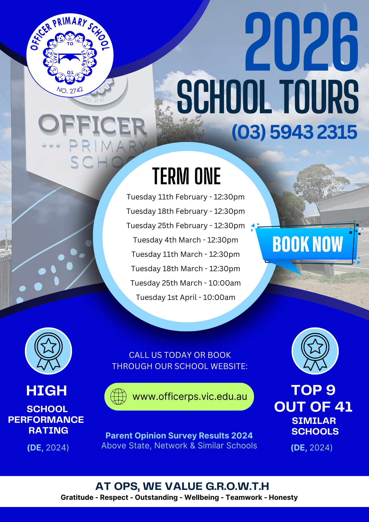 School Tours for 2026 - OFFICER PRIMARY SCHOOL